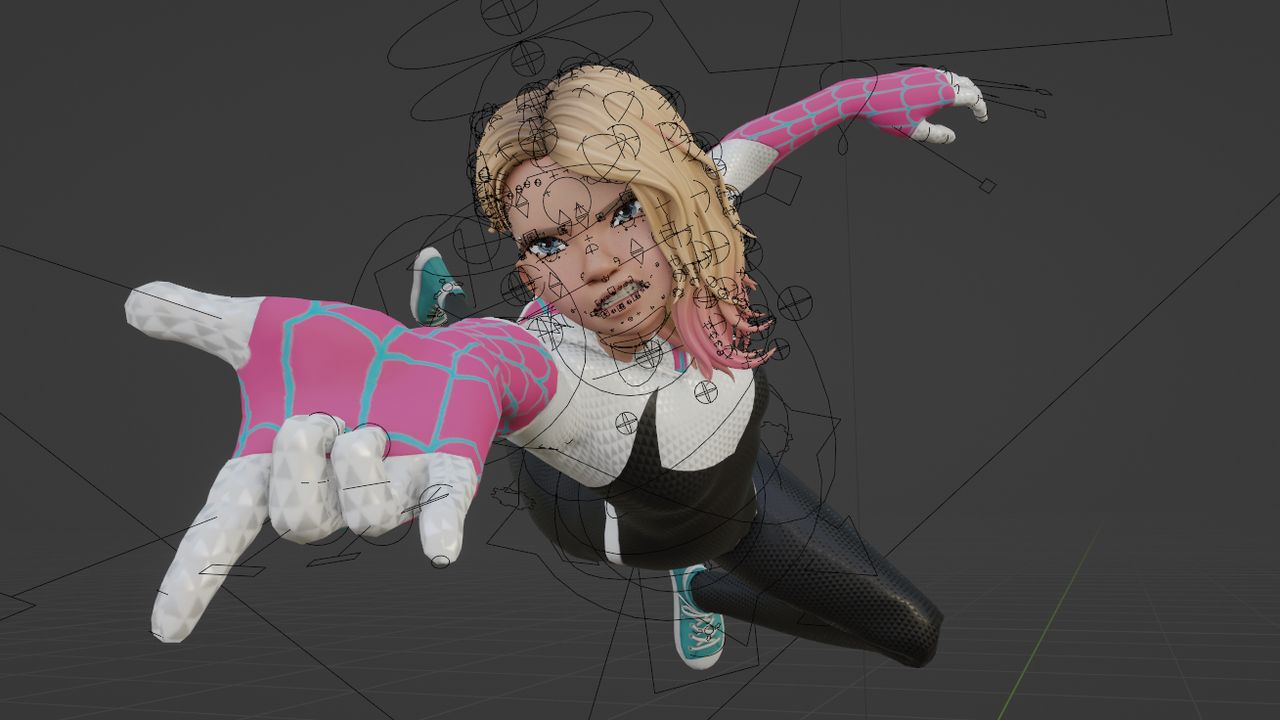 SPIDER-GWEN : ACROSS THE SPIDER-VERSE RIG FOR BLENDER — Animation Rigs ...